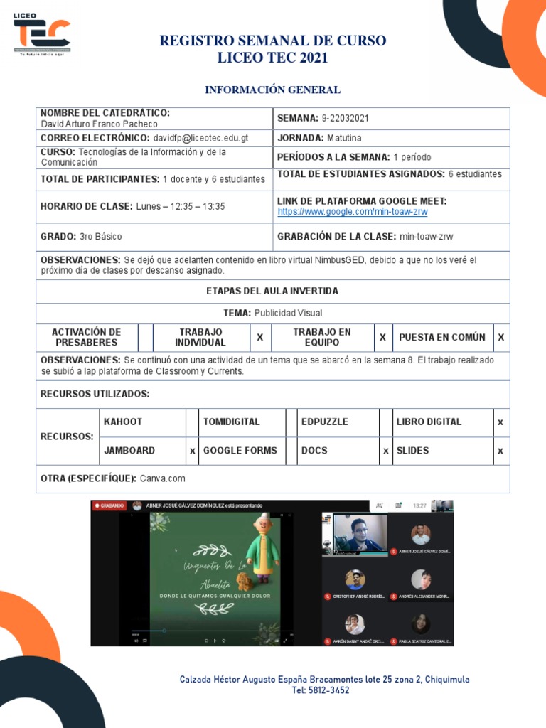 Ejemplo Formato Output Clases Virtuales | PDF