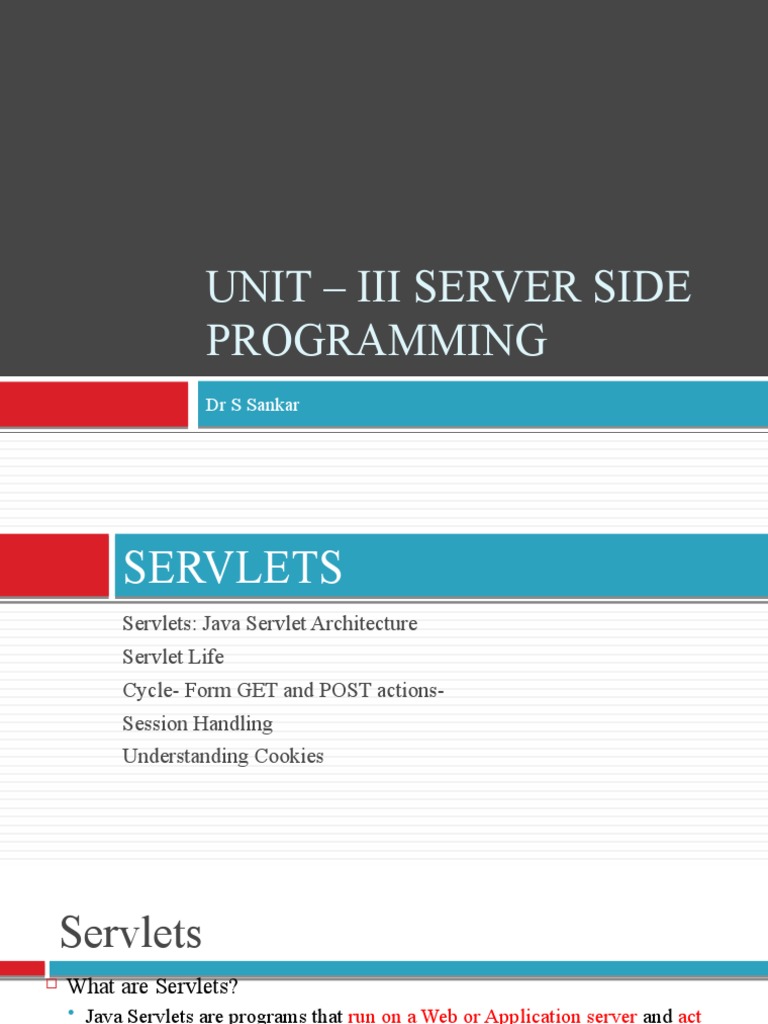 Unit - Iii Server Side Programming: DR S Sankar | PDF | Http Cookie ...