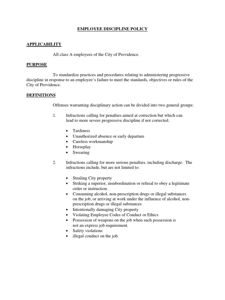 Employee Discipline Policy | PDF | Military Discharge | Employment