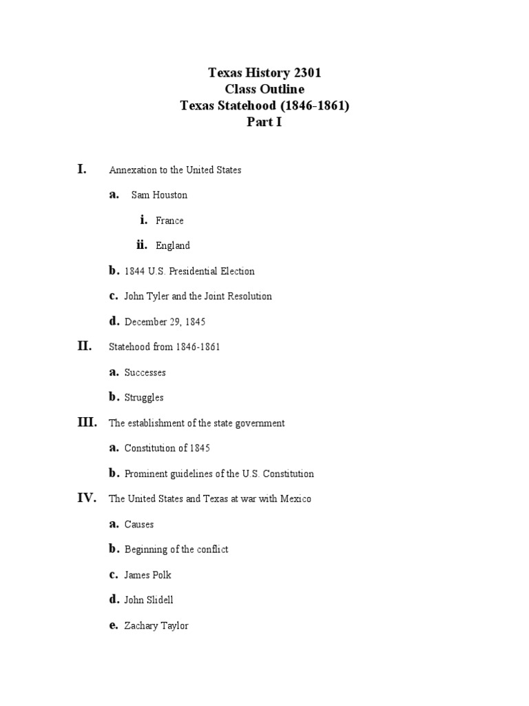 Texas Statehood Overview (1846-1861) | PDF | Politics
