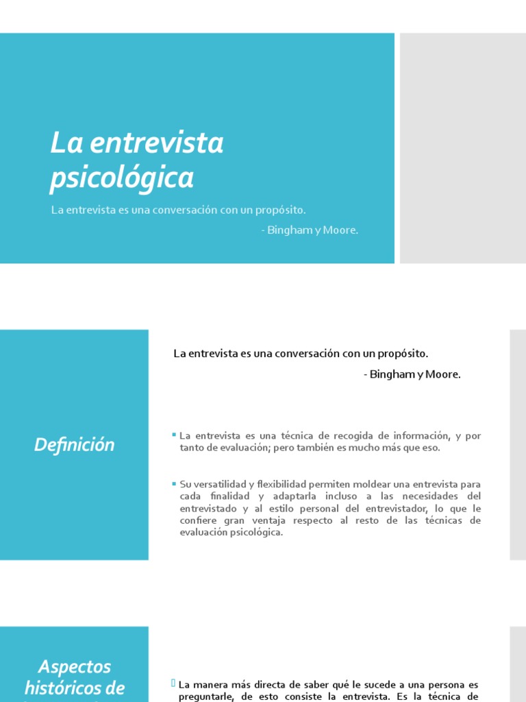 Entrevista Psicológica: Bingham y Moore | PDF | Sicología | Evaluación