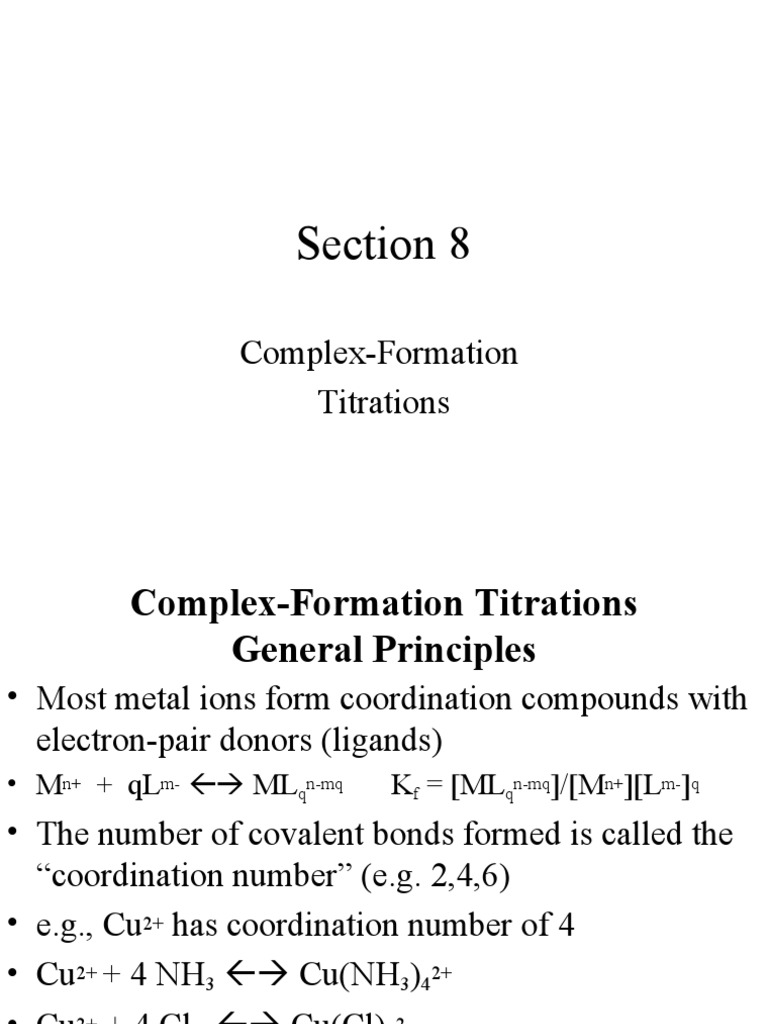 Section 08 Complex Formation Tit Rations | PDF | Ethylenediaminetetraacetic Acid | Coordination ...