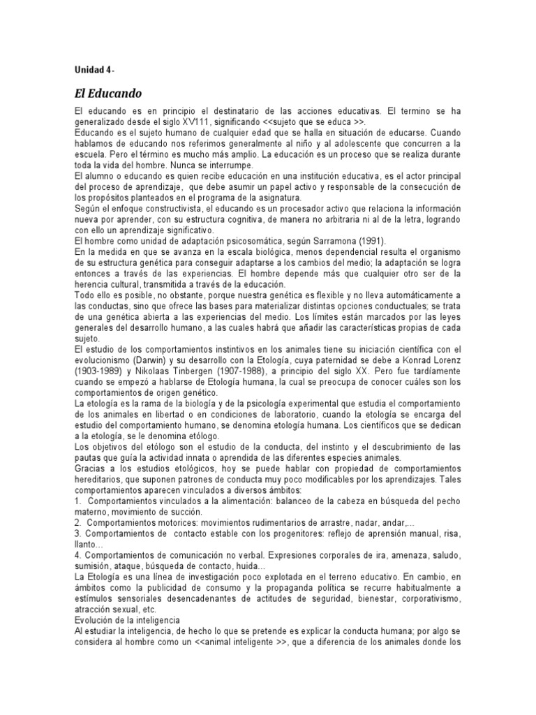 El Educando y El Educador | PDF | Etología | Inteligencia