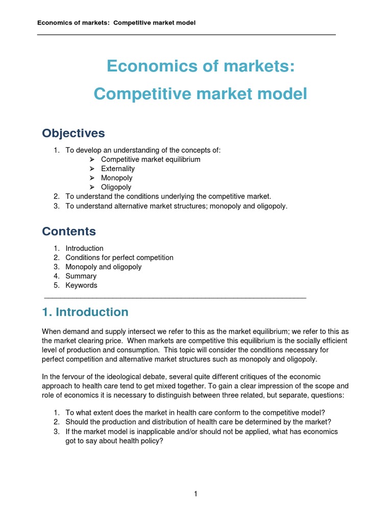 Competitive Market Model | PDF | Monopoly | Perfect Competition