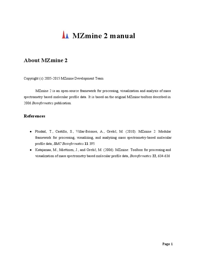 Mzmine 2 Manual | Download Free PDF | Tandem Mass Spectrometry ...