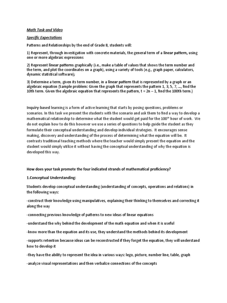 Inquiry Based Math Task | PDF | Teaching Mathematics | Equations
