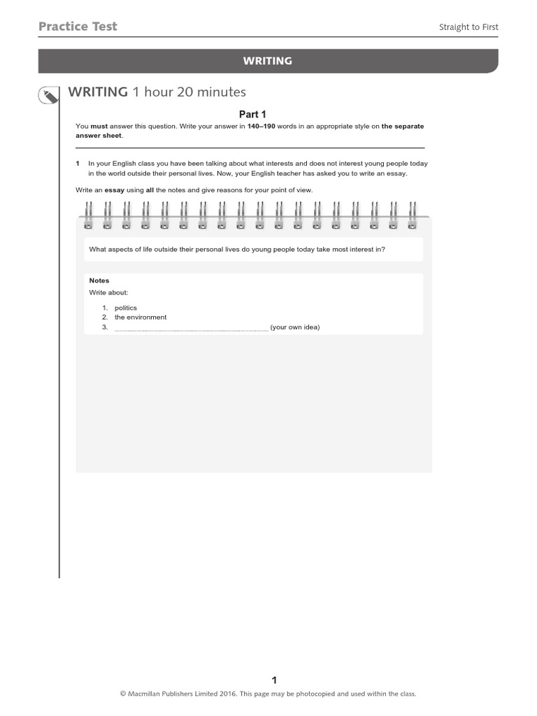 First Practice Test - Writing Part 1 | PDF
