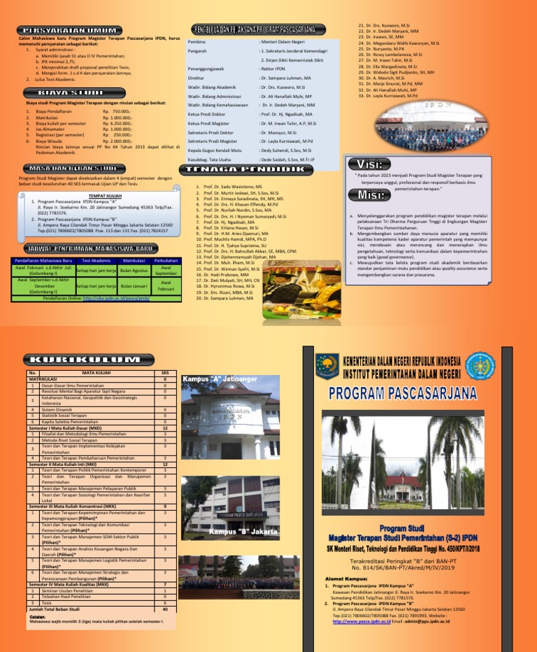 BROSUR - Program Magister Pascasarjana IPDN 2020 | PDF