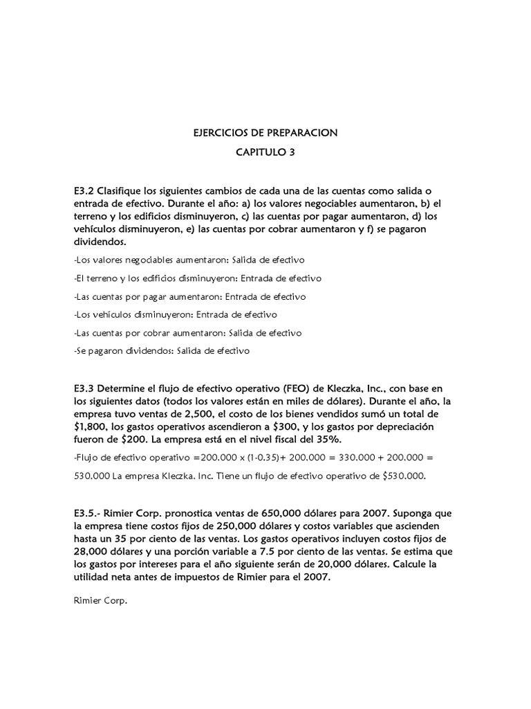 Ejercicios de Preparacion | PDF
