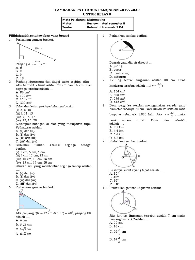 Soal Pat KLS 8 | PDF