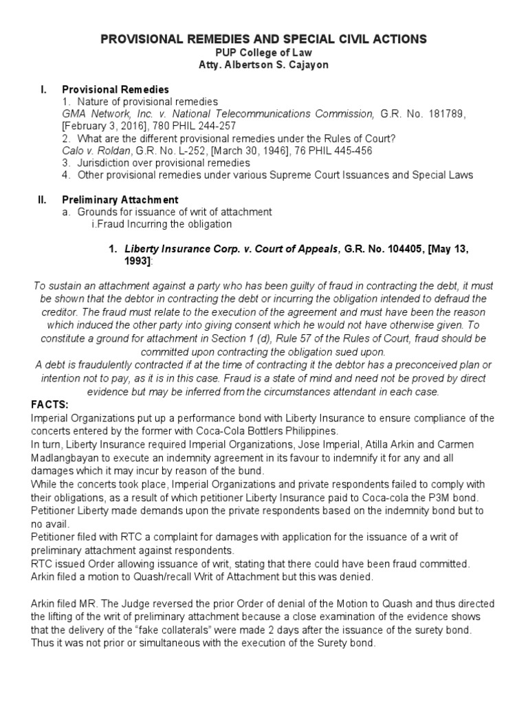 Provisional Remedies and Special Civil Actions | PDF | Foreclosure ...