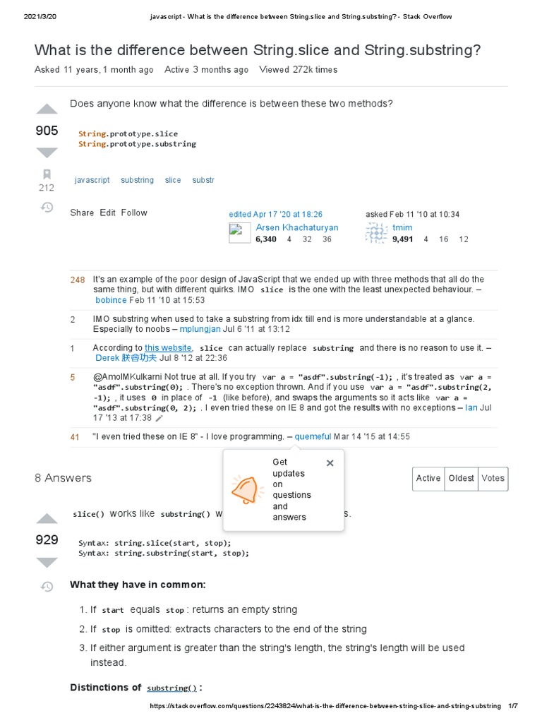 Javascript - What Is The Difference Between String - Slice and String - Substring - Stack ...