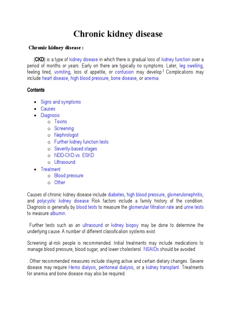 Chronic Kidney Disease | PDF | Chronic Kidney Disease | Endocrine System