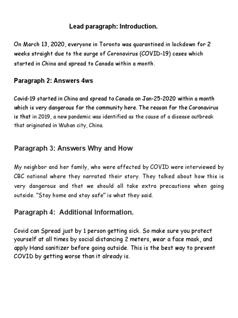 Lead Paragraph: Introduction.: Paragraph 3: Answers Why and How | PDF ...