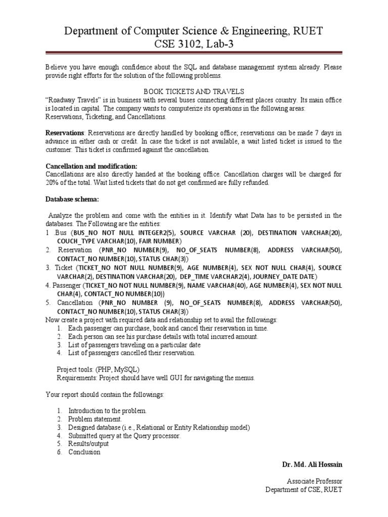 Department of Computer Science & Engineering, RUET CSE 3102, Lab-3 ...