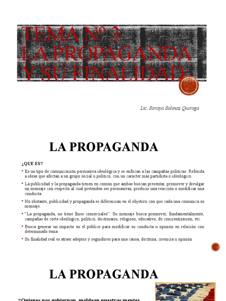 Tema #3 La Propaganda Sus Caracteristicas y Finalidad | PDF ...