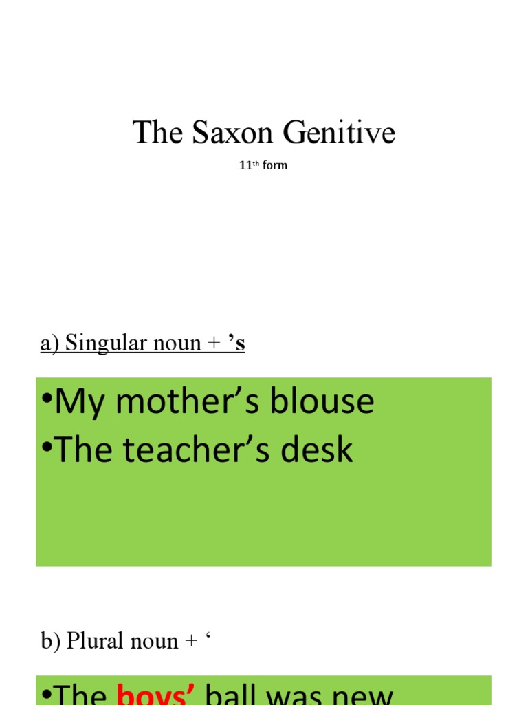 The Saxon Genitive | PDF | Noun | Plural