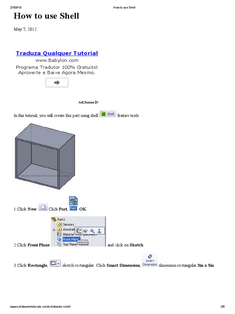 SolidWorks - 14 - How To Use Shell | PDF