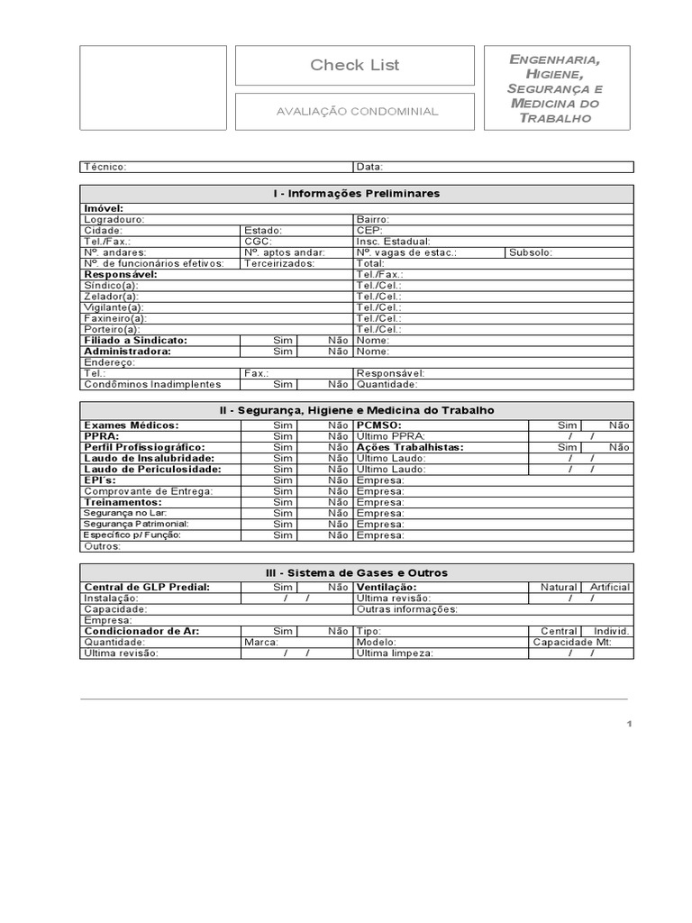 Check List de Avaliação de Condomínios | PDF | Condomínio | Natureza
