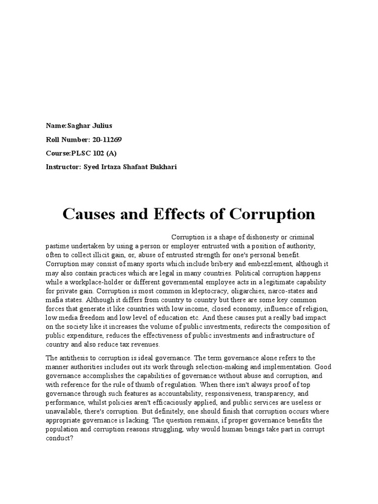 Causes and Effects of Corruption | PDF | Corruption | Bribery