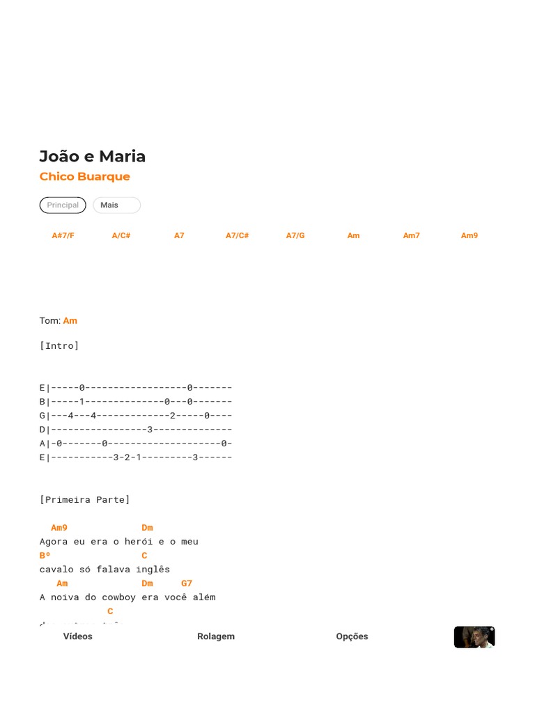 João e Maria - Chico Buarque - CIFRA CLUB | PDF