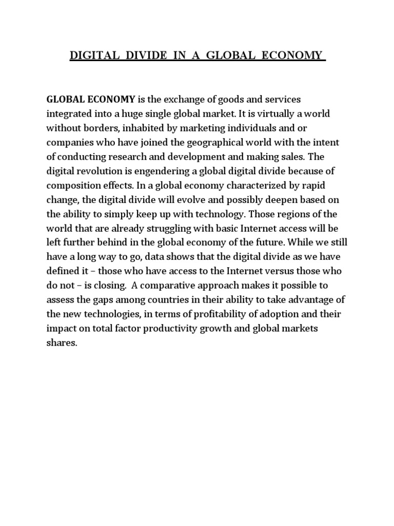 Digital Divide in A Global Economy | PDF