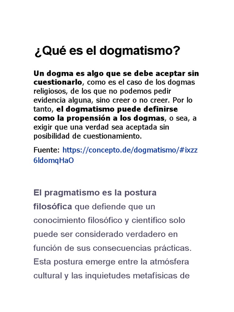Qué Es El Dogmatismo | PDF | Existencialismo | Pragmatismo