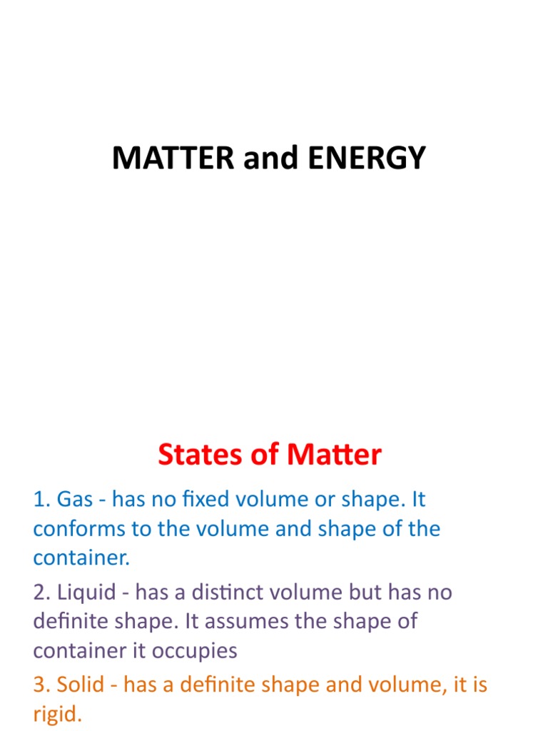 Matter and Energy | PDF | Mixture | Matter