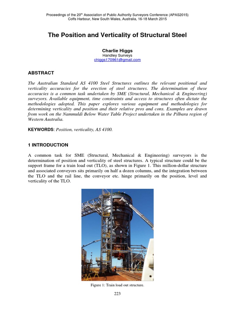 Determining Position and Verticality of Steel Structures Remotely: A ...