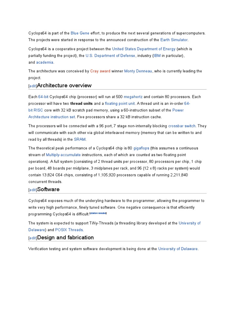 Cyclops64: An Overview of the Architecture and Design of This Massively ...