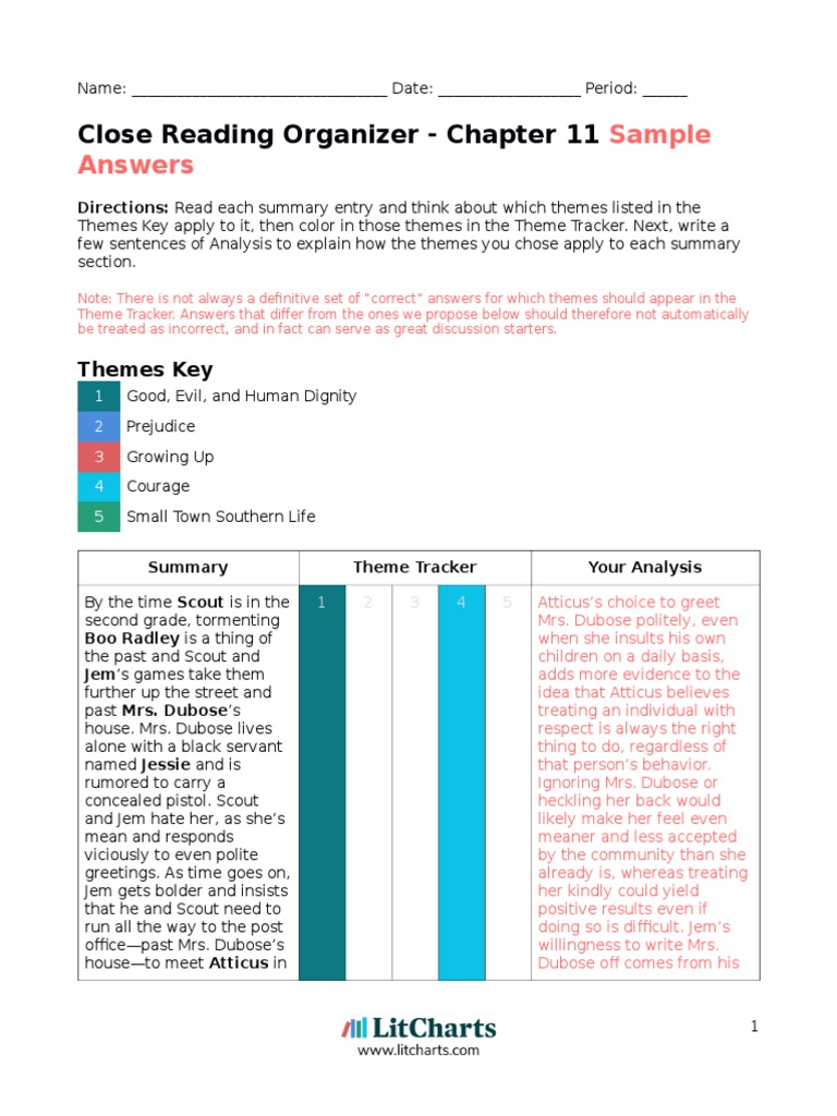 Chapter 11 Reading Sample Answers | PDF | To Kill A Mockingbird