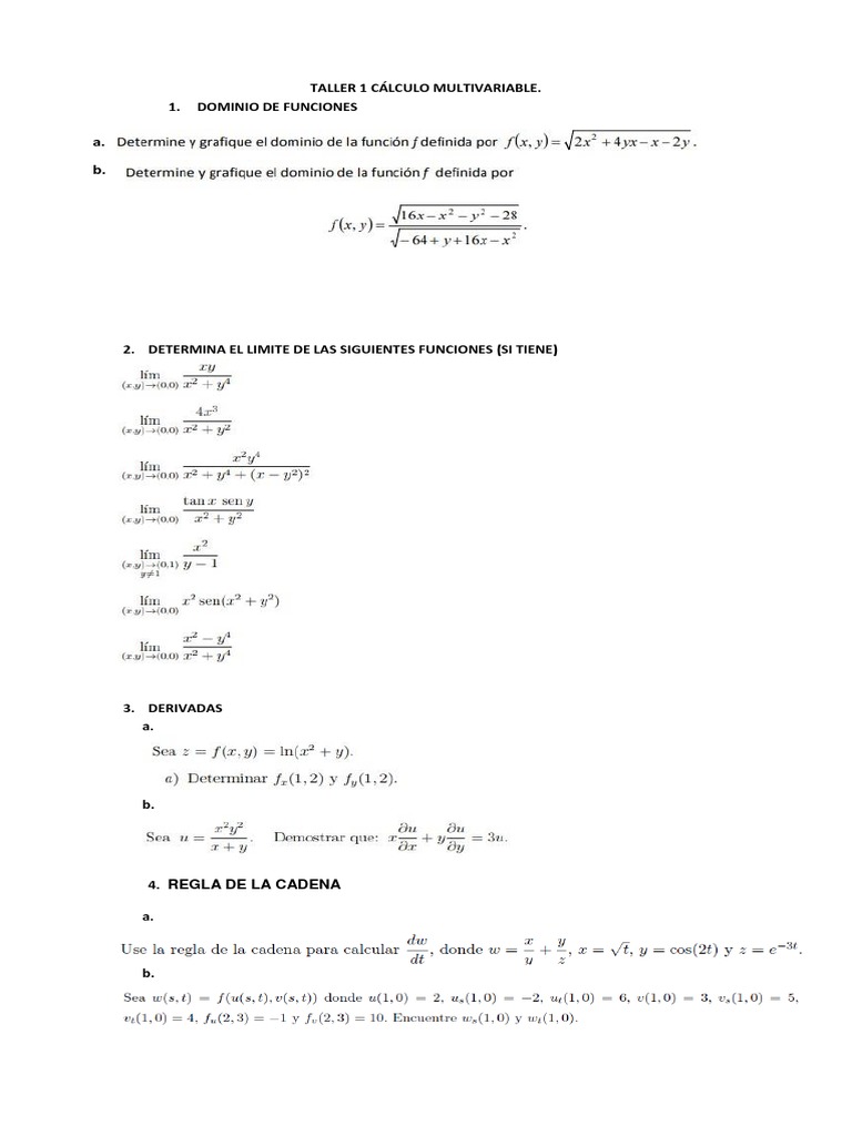 Taller 1 Cálculo Multivariable - Grupo 01 | PDF | Informática
