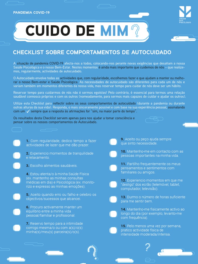 Checklist Comportamentos de Autocuidado | PDF | Tempo | Psicologia