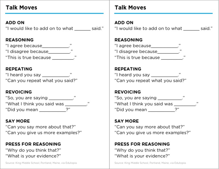 Talk Moves - Example | PDF