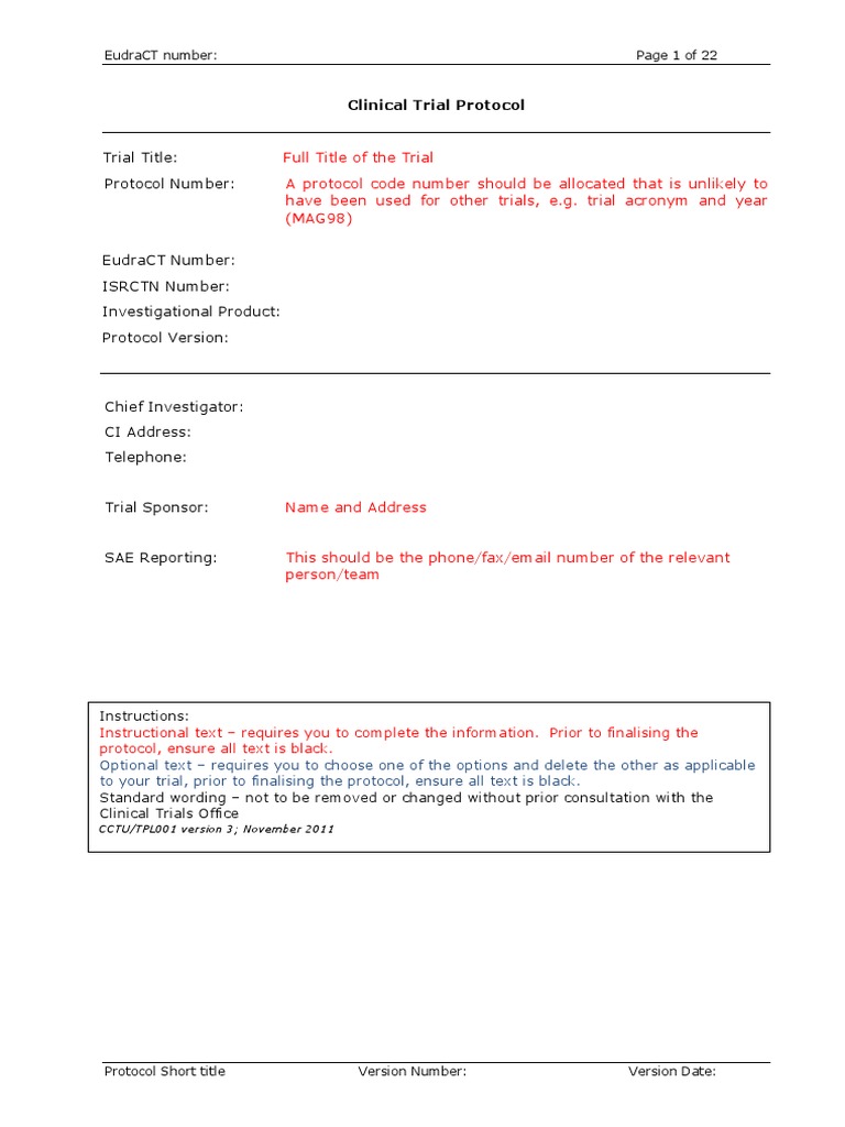 Trial Title: Protocol Number | Download Free PDF | Clinical Trial ...