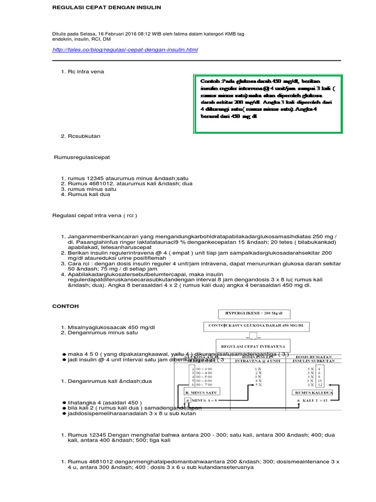 Dosis dan Cara RCI Insulin | PDF
