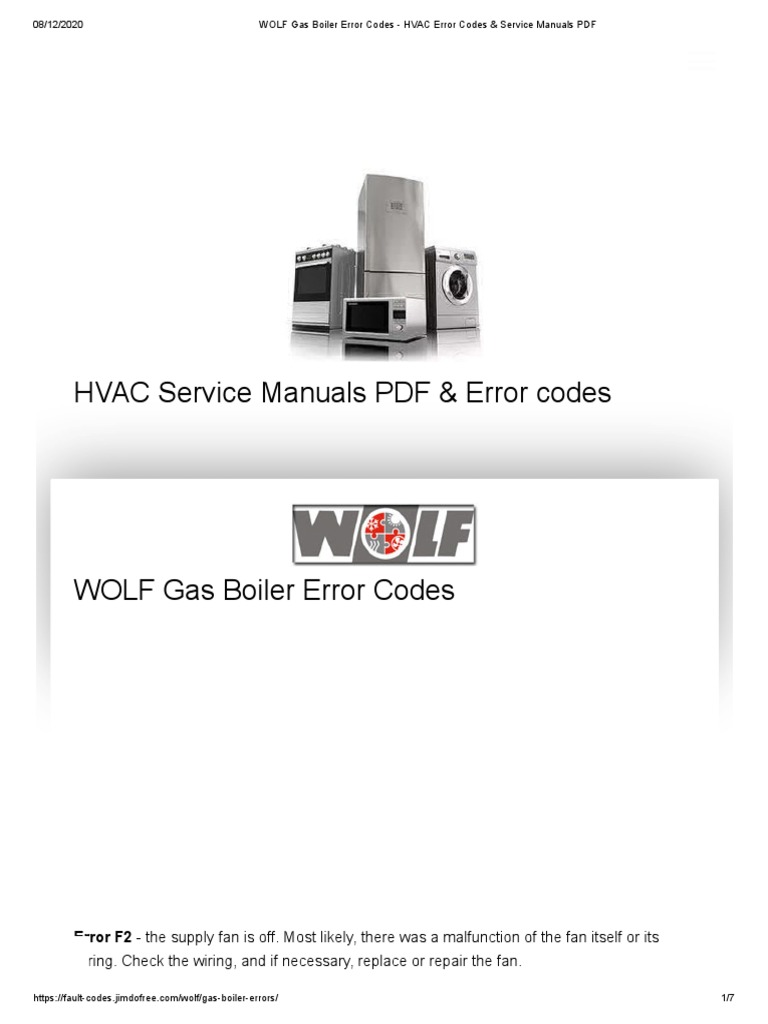Wolf - Error Codes | PDF | Valve | Water Heating