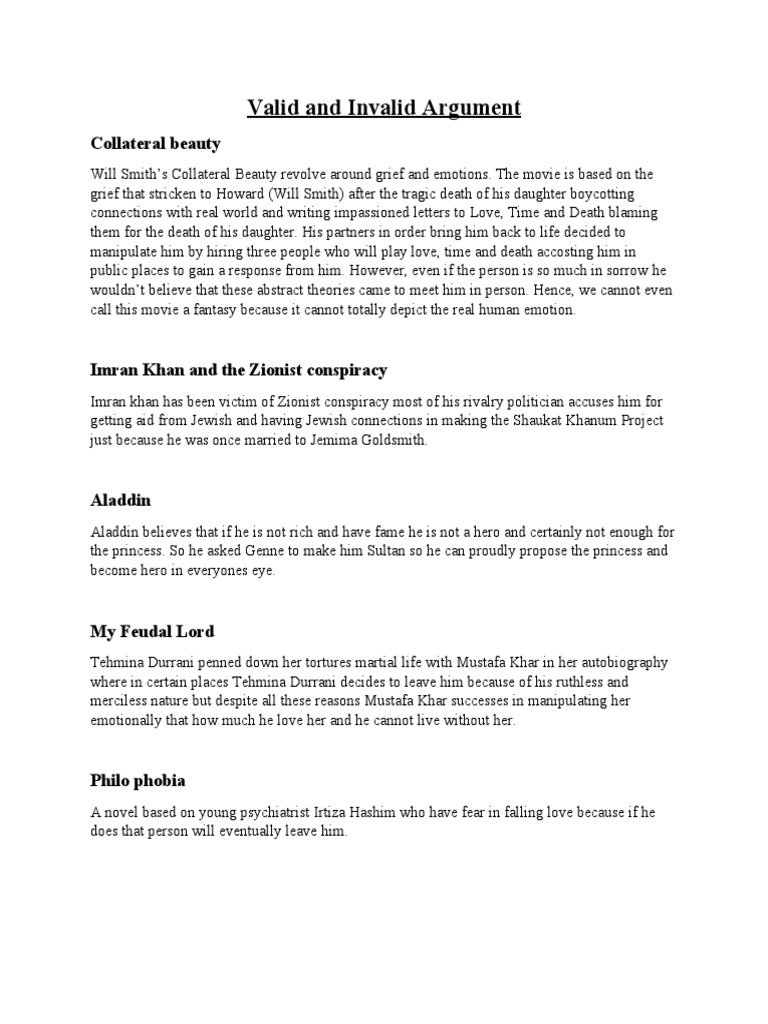 Analyzing Arguments: Valid, Invalid, and Insightful Titles | PDF