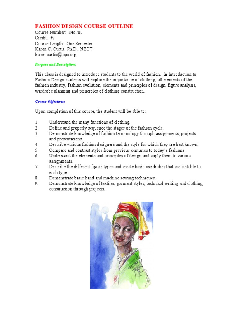 Fashion Design Course Outline | PDF | Fashion | Fashion Design