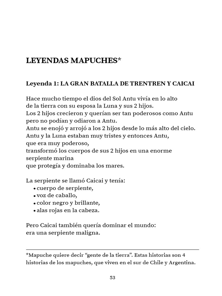 Leyendas Mapuches | PDF