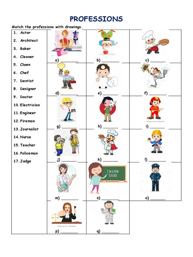 Match Professions with Drawings | PDF