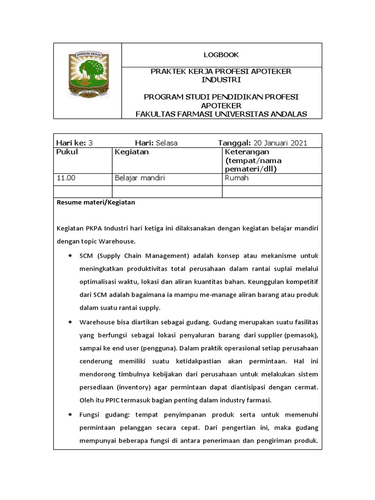 Logbook Praktik Kerja Apoteker | PDF