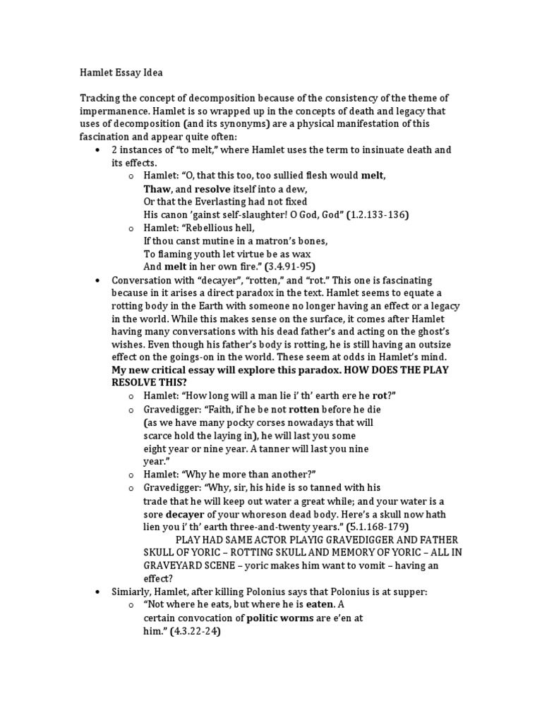 Hamlet Essay Brainstorm | Download Free PDF | Hamlet