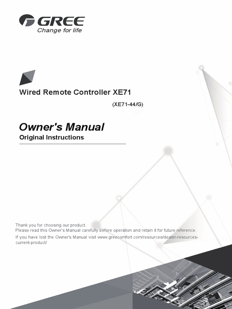 XE71 Wired Controller Owner's Manual | PDF | Remote Control | Air ...