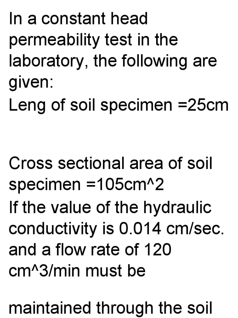 In A Constant Head Permeability Test in The Laboratory | PDF