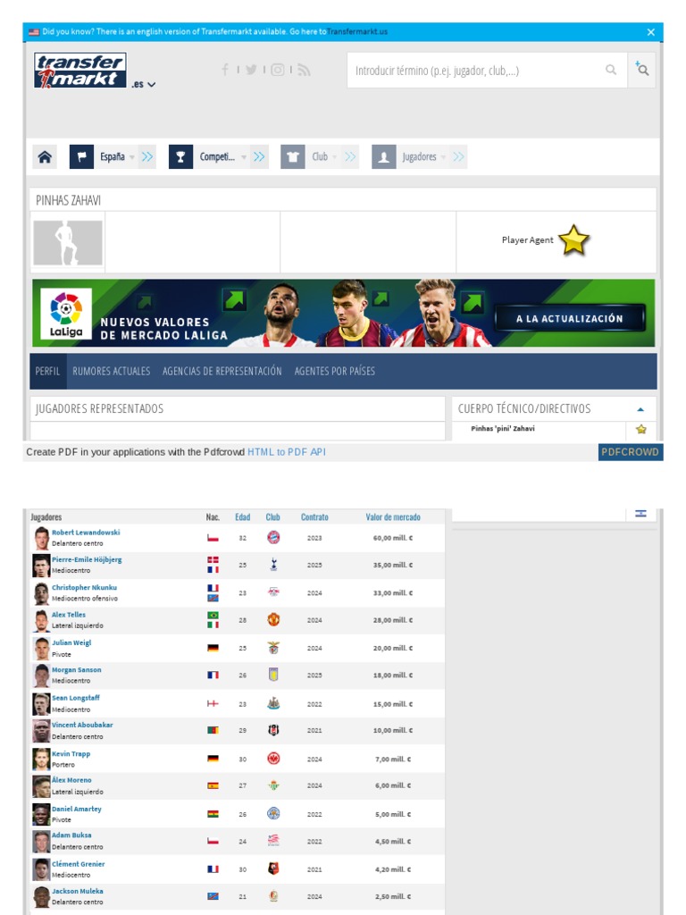 WWW Transfermarkt Es Pinhas Zahavi Beraterfirma Berater 220 | PDF ...