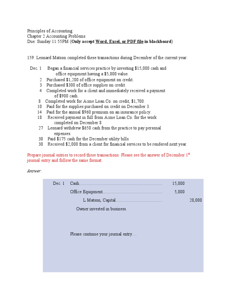 ACCT - Ch2 Accounting Problems | PDF | Credit | Finance & Money Management