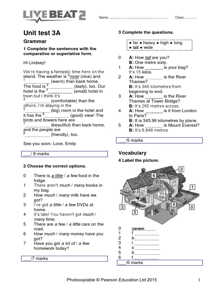 Live Beat 2 - Unit Test 03A | PDF | Linguistics | Grammar