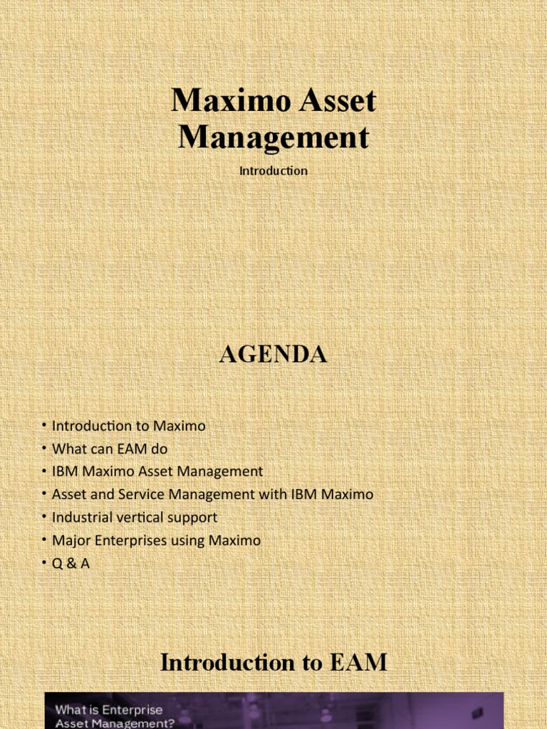 Maximo EAM - Introduction | PDF | Asset Management | Economies