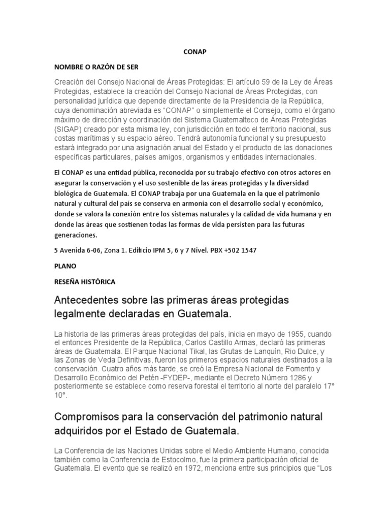 Creación y Funciones del CONAP | PDF | Política | Entorno natural